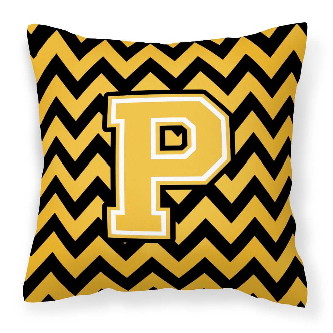 Letter P Chevron Black and Gold Fabric Decorative Pillow - Walmart.com