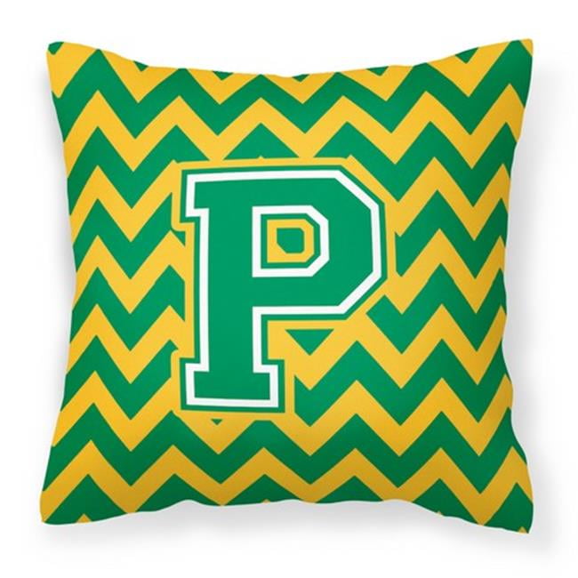 Letter P Chevron Green and Gold Fabric Decorative Pillow - Walmart.com