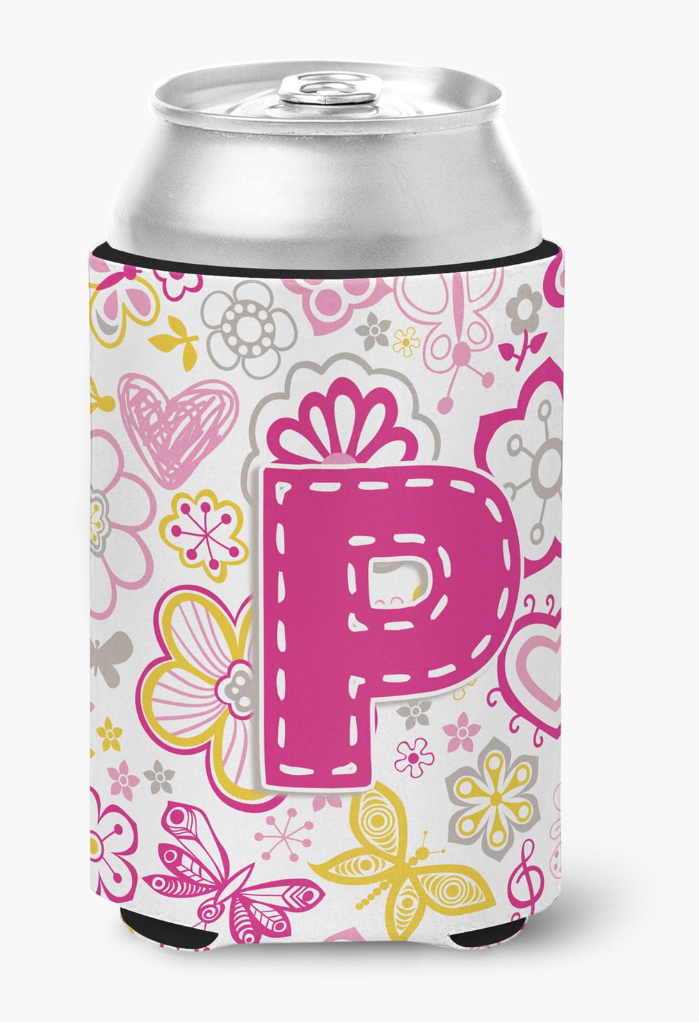 Letter P Flowers and Butterflies Pink Can or Bottle Hugger - Walmart.com