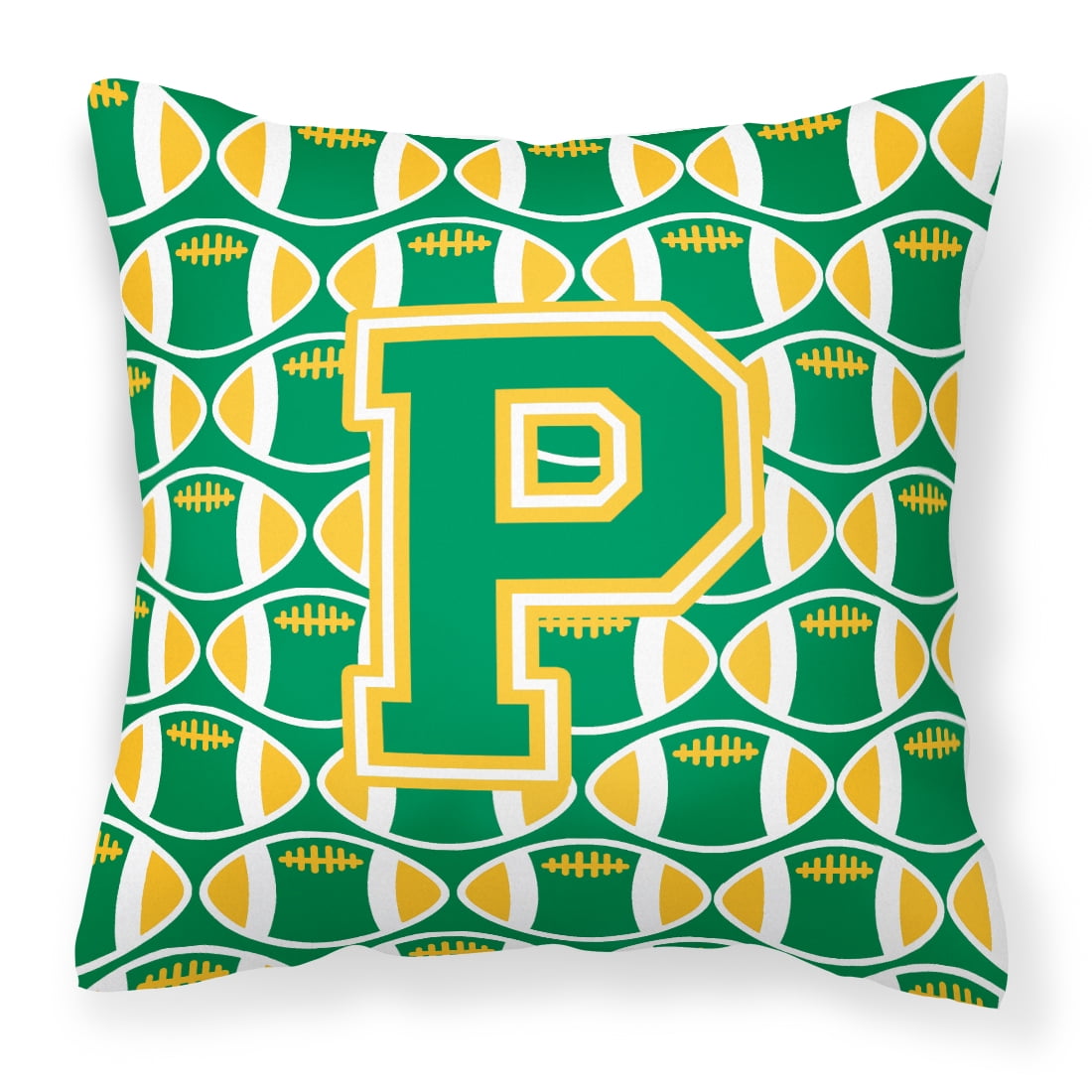 Letter P Football Green and Gold Fabric Decorative Pillow - Walmart.com