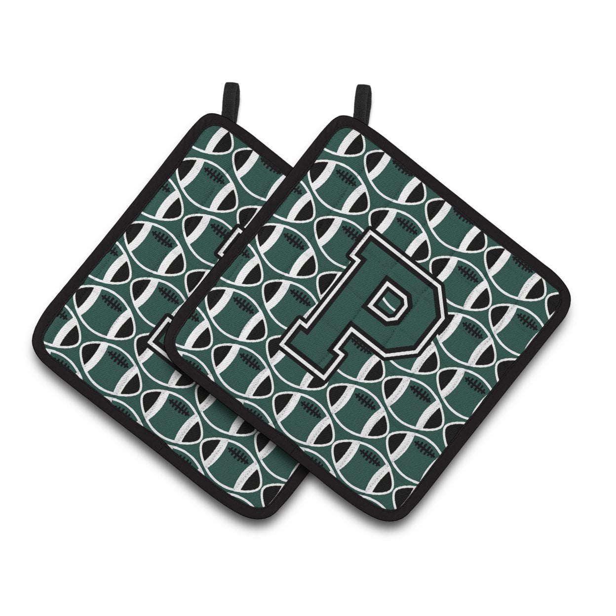 Letter P Football Green and White Pair of Pot Holders - Walmart.com