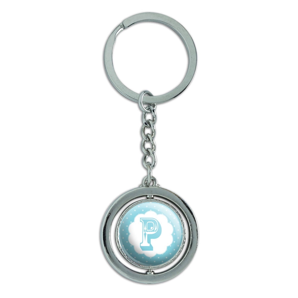 Letter P Initial Flower Blue Spinning Circle Metal Keychain - Walmart.com