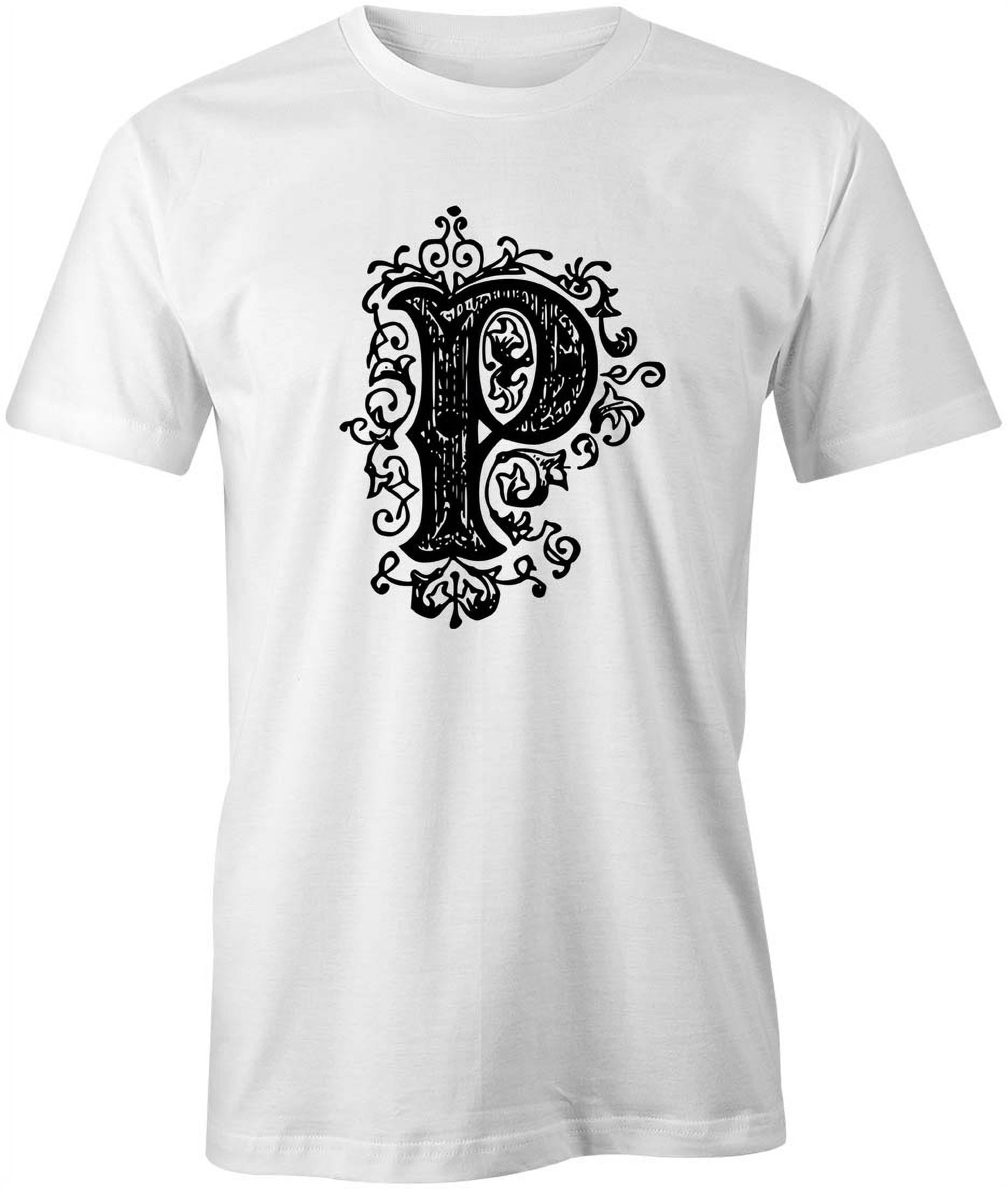 Letter P T-Shirt | Decorative Alphabet White Tee Gift - Walmart.com