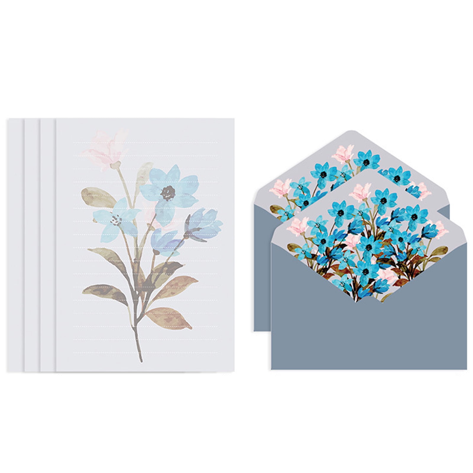 Letter Paper Stationery Kit Flower Envelop Set Wide Ruled A5 Letter ...