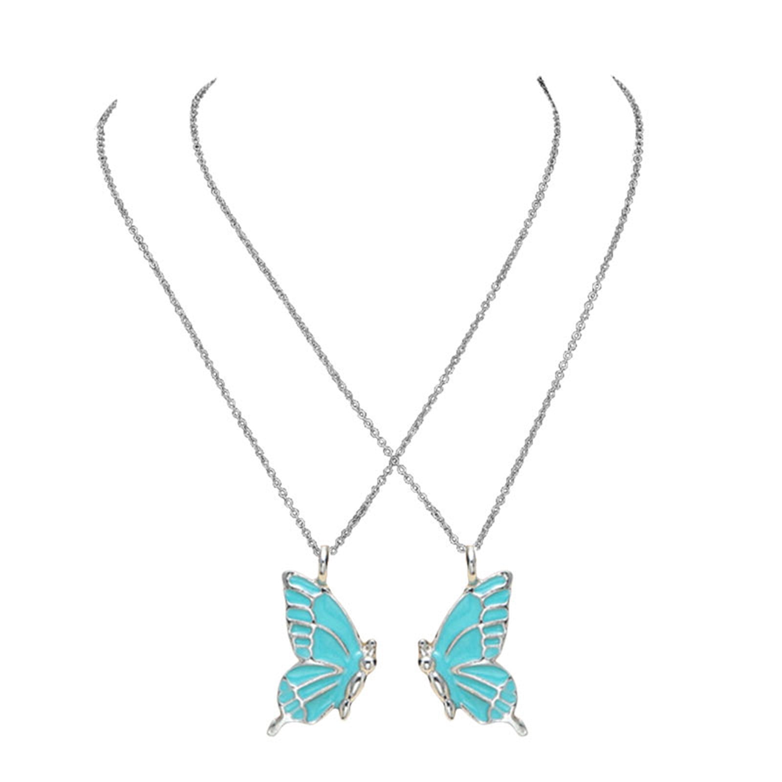 Letter Pendant Necklace Butterfly Collarbone Chain Friendship Card Good ...