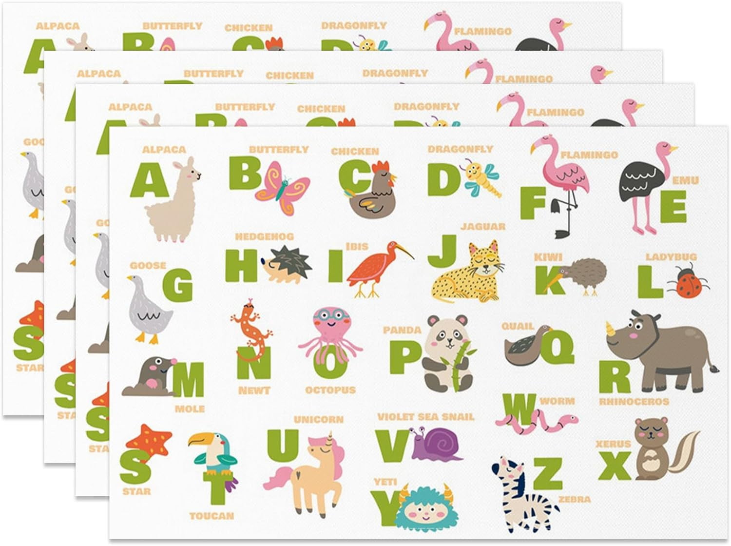 Letter Place Mats Set of 6 Table Mats for Baby & Kids & Toddler Learn ...