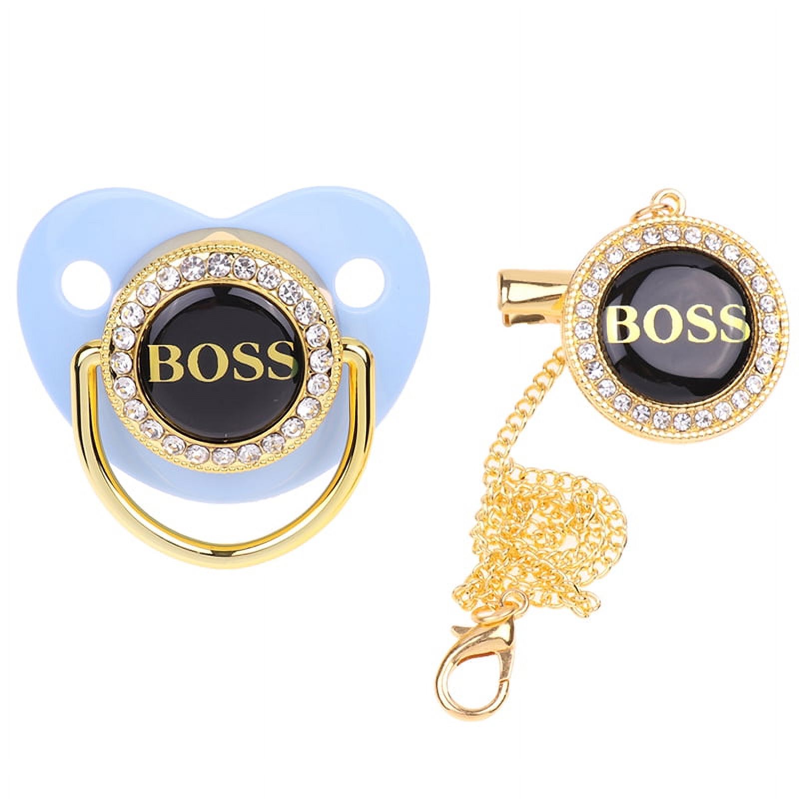 Letter Print Baby Pacifier with Chain Clip Pacifier BPA Free Silicone ...