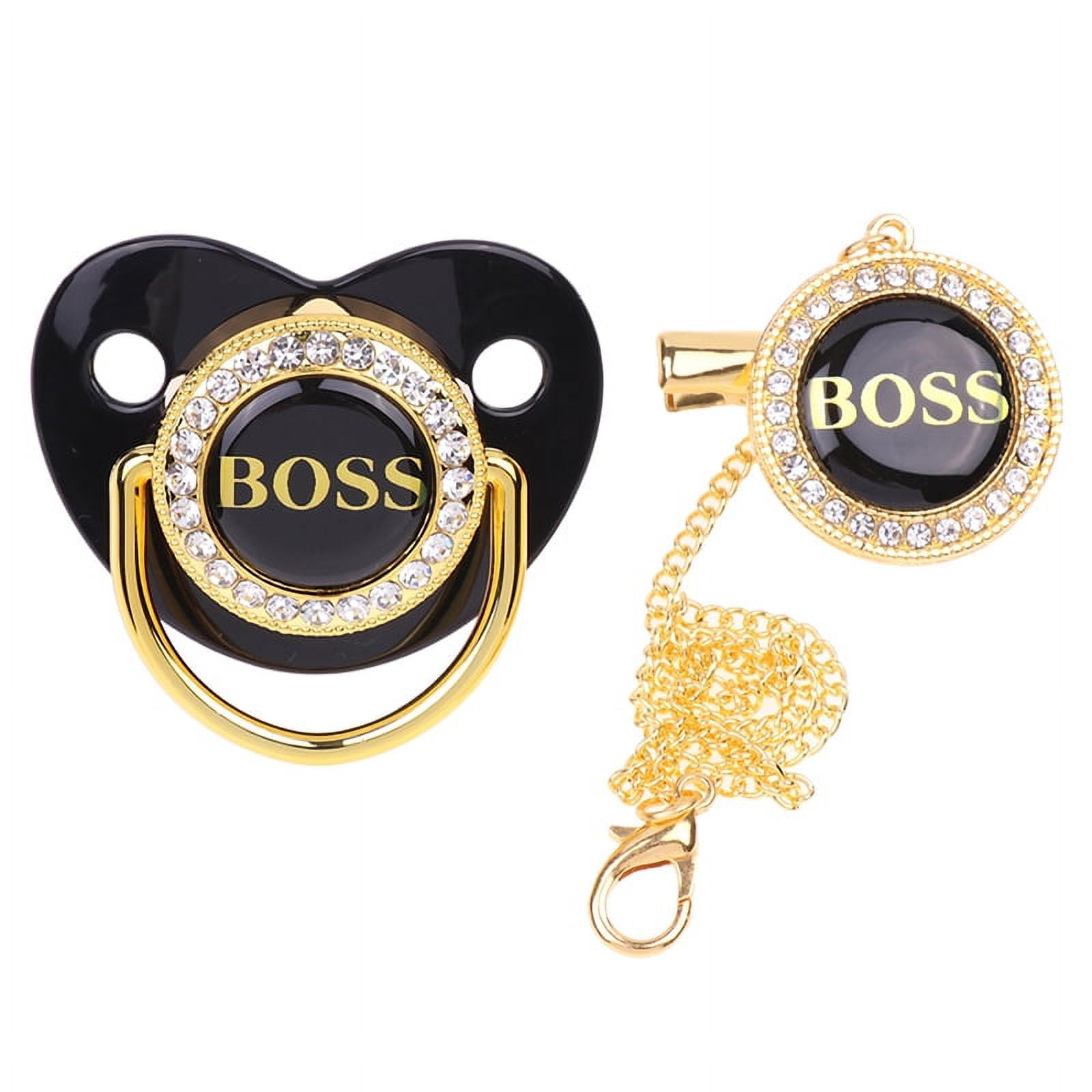 Letter Print Baby Pacifier with Chain Clip Pacifier BPA Free Silicone ...