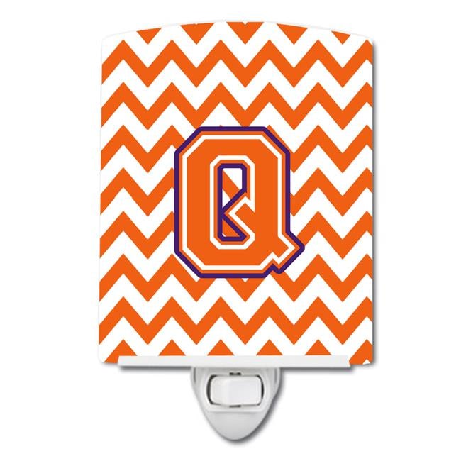 Letter Q Chevron Orange & Regalia Ceramic Night Light - Walmart.com