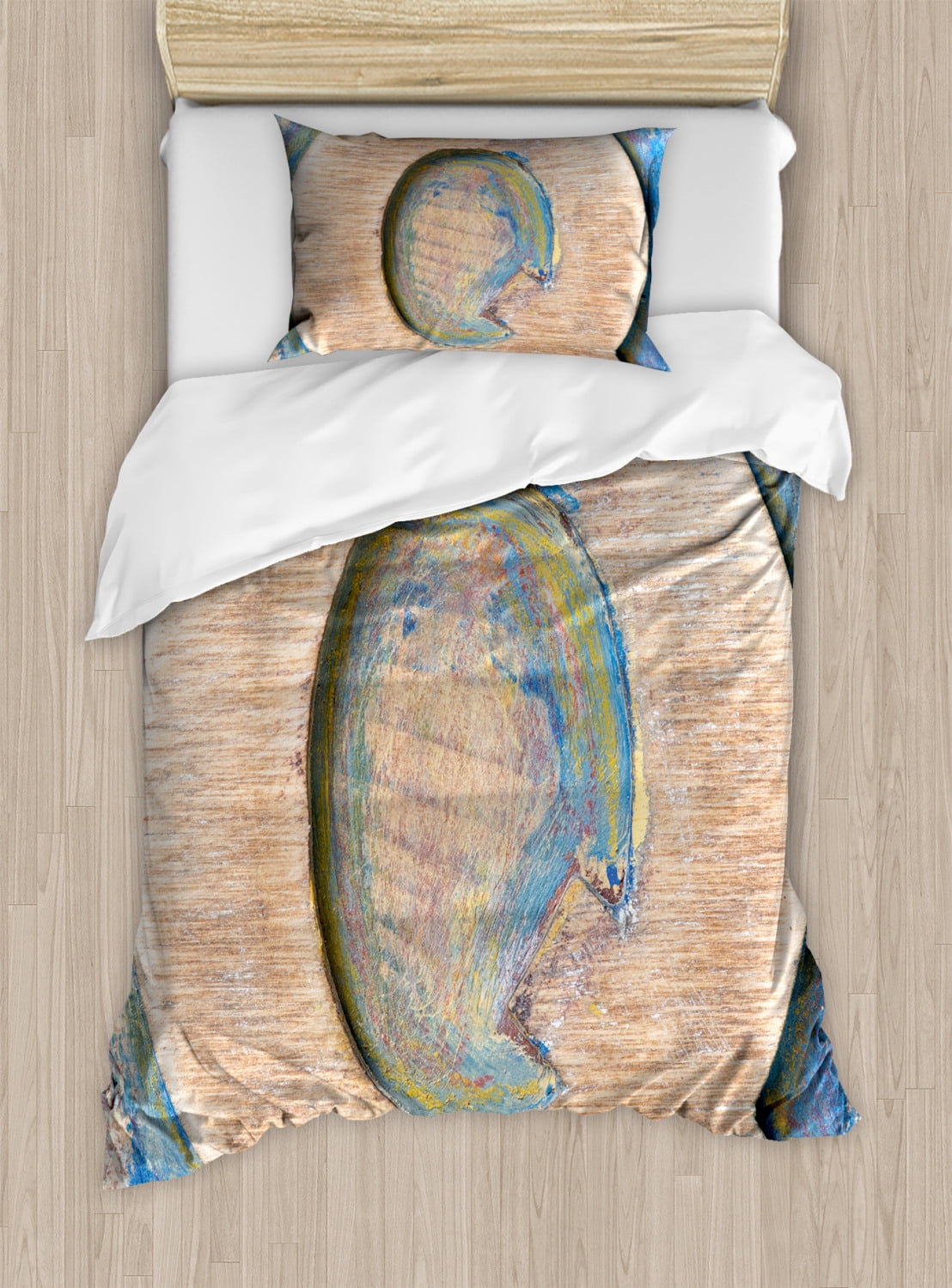 Letter Q Duvet Cover Set Twin Size, Worn Look Soft Colored Writing ...
