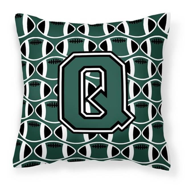 Letter Q Football Green & White Fabric Decorative Pillow - Green ...