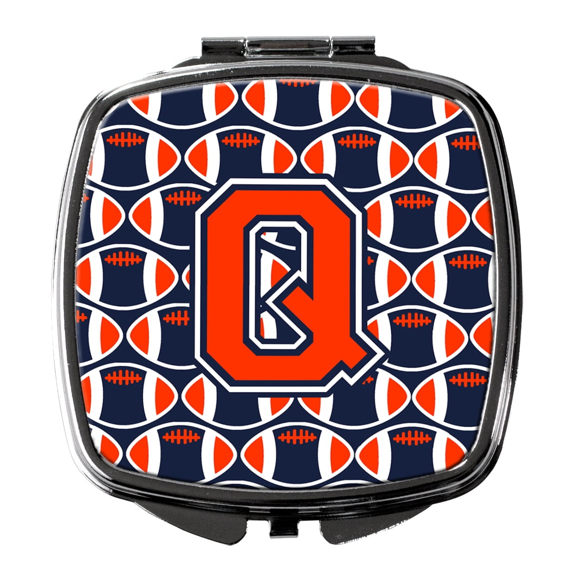 Letter Q Football Orange Blue and white Compact Mirror CJ1066-QSCM ...