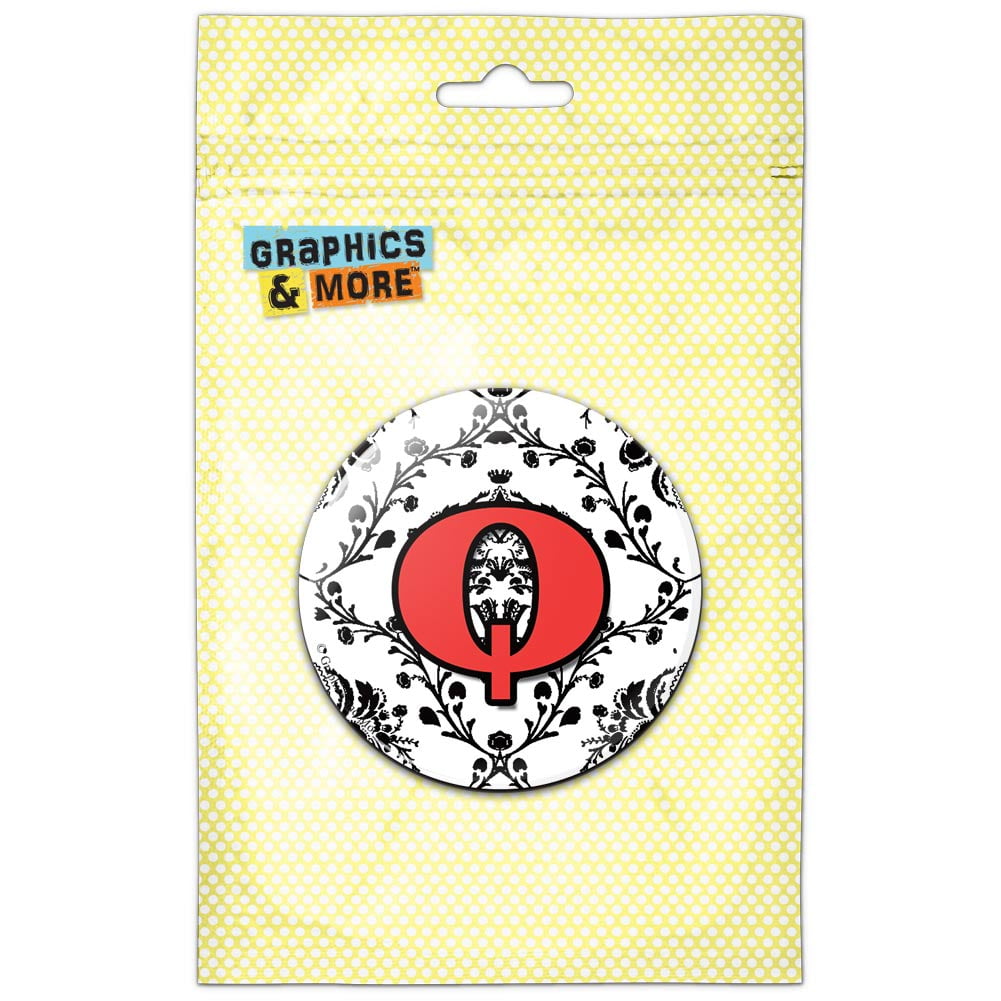Letter Q Initial Damask Elegant Red Black Refrigerator Button Magnet ...