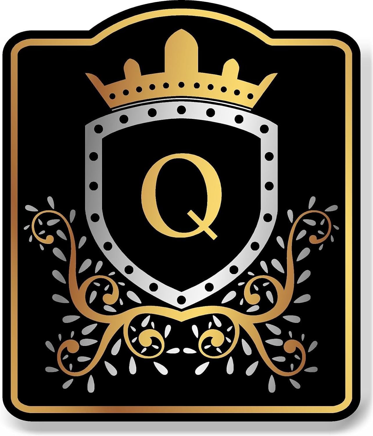 Letter Q Initial Fancy Gold Crown BLACK Aluminum Composite Sign 15''x18 ...