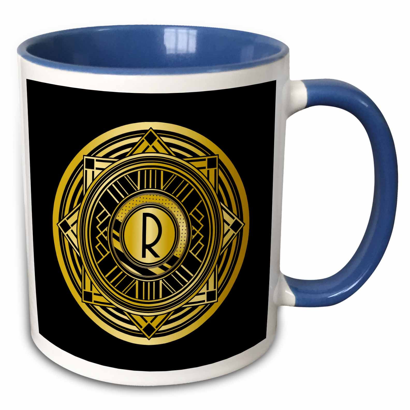 3drose, Letter R Art Deco Geometric Monogram in Faux Gold and Black ...