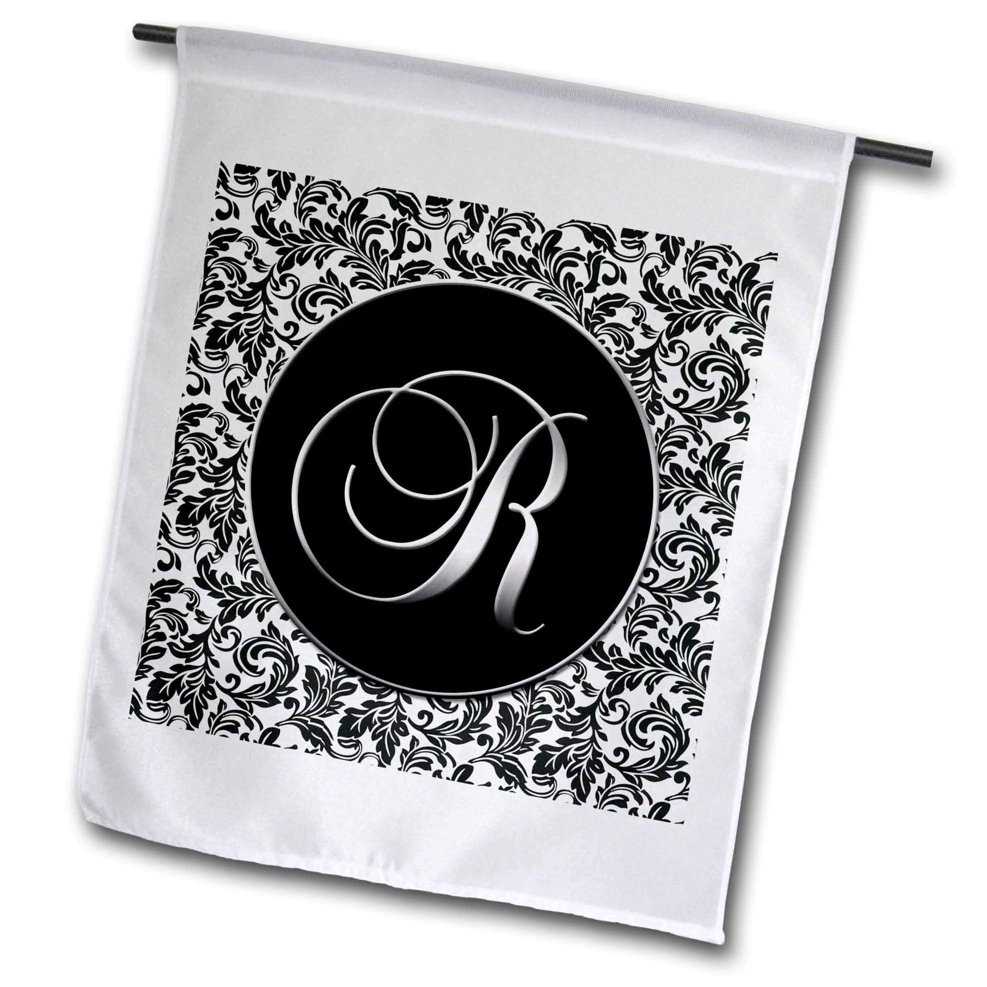 Letter R - Black and White Damask 12 x 18 inch Garden Flag fl-38767-1 ...