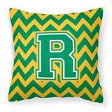 Letter R Chevron Green and Gold Fabric Decorative Pillow - Walmart.com