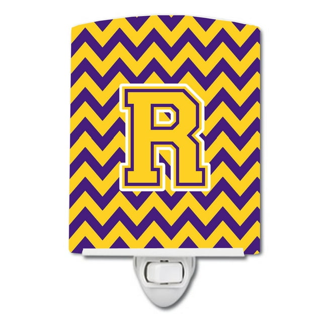 Letter R Chevron Purple and Gold Ceramic Night Light - Walmart.com