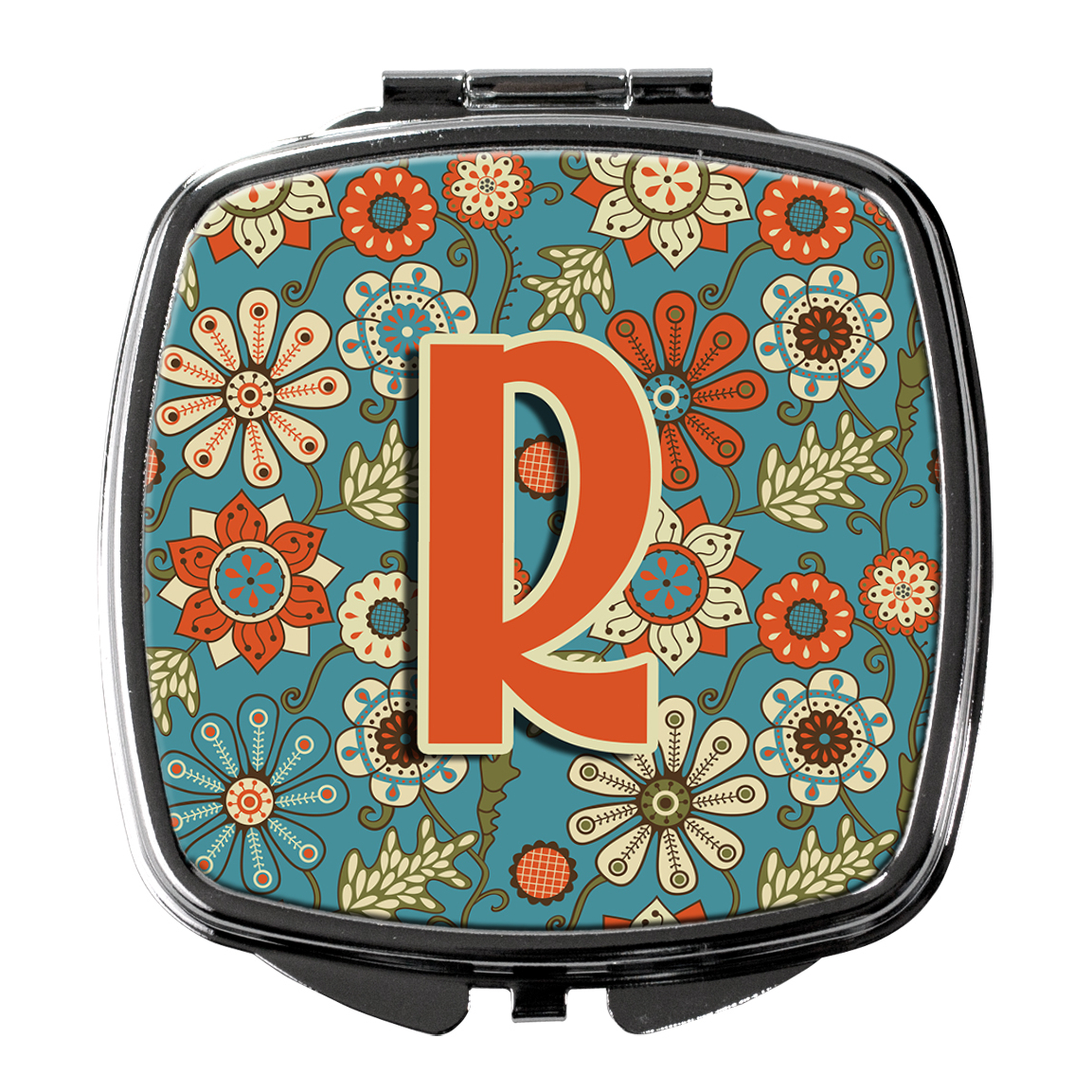 Letter R Flowers Retro Blue Compact Mirror CJ2012-RSCM - Walmart.com