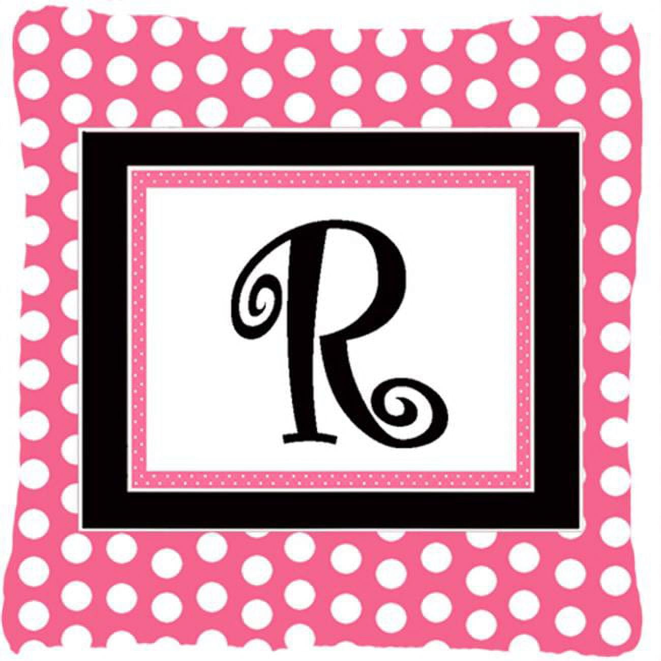 Letter R Initial Monogram - Pink Black Polka Dots Indoor & Outdoor ...