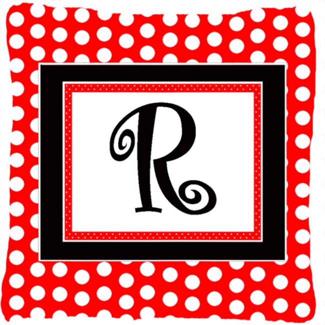 Letter R Initial Monogram - Red Black Polka Dots Decorative Indoor ...