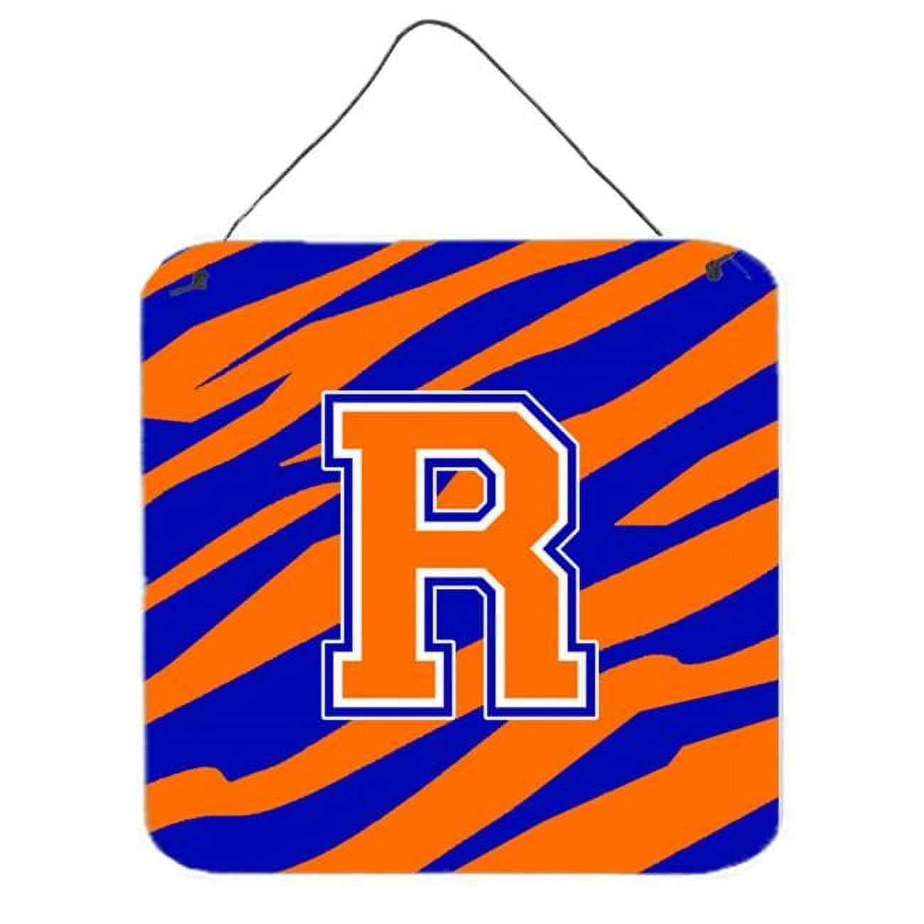 Letter R Initial Tiger Stripe - Blue Orange Aluminium Metal Wall Or ...