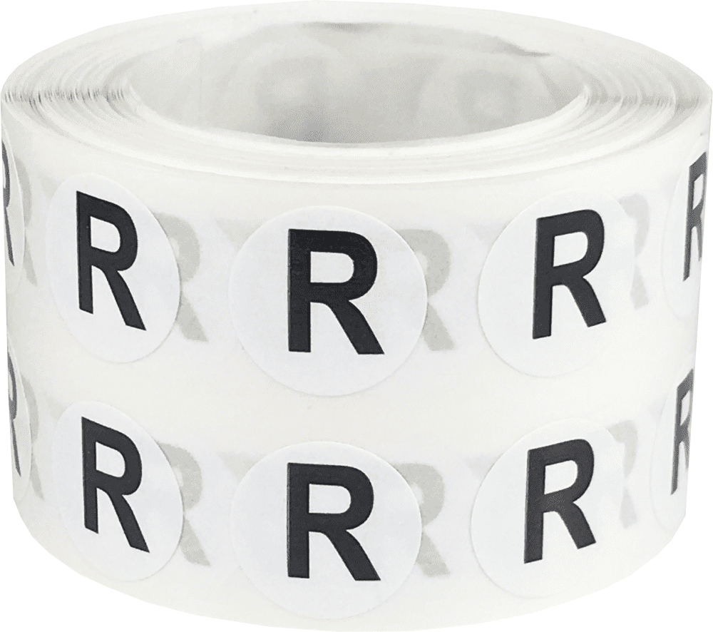 Letter R Inventory Labels .5 Inch Round Circle Dots 1,000 Adhesive ...