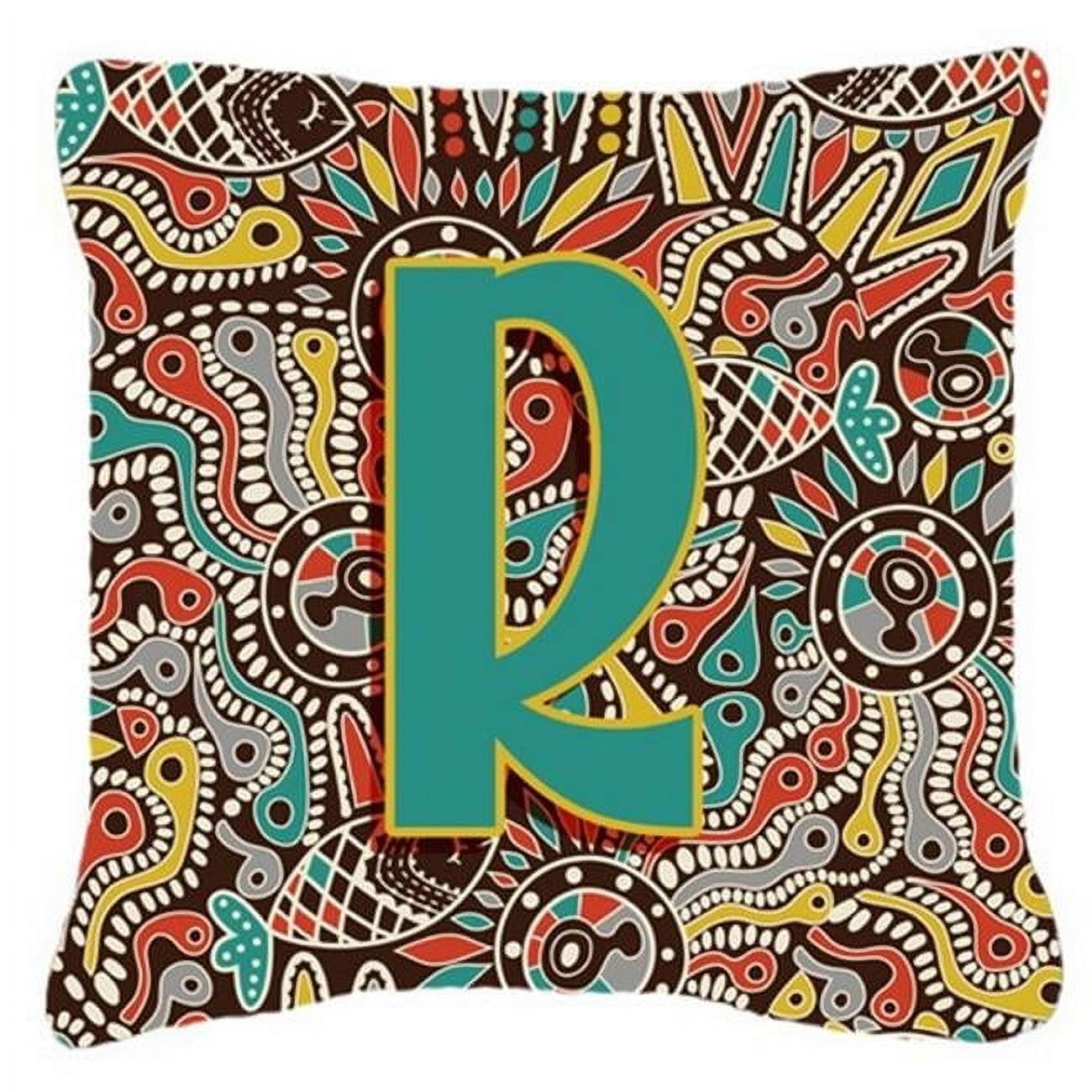 Letter R Retro Tribal Alphabet Initial Canvas Fabric Decorative Pillow ...