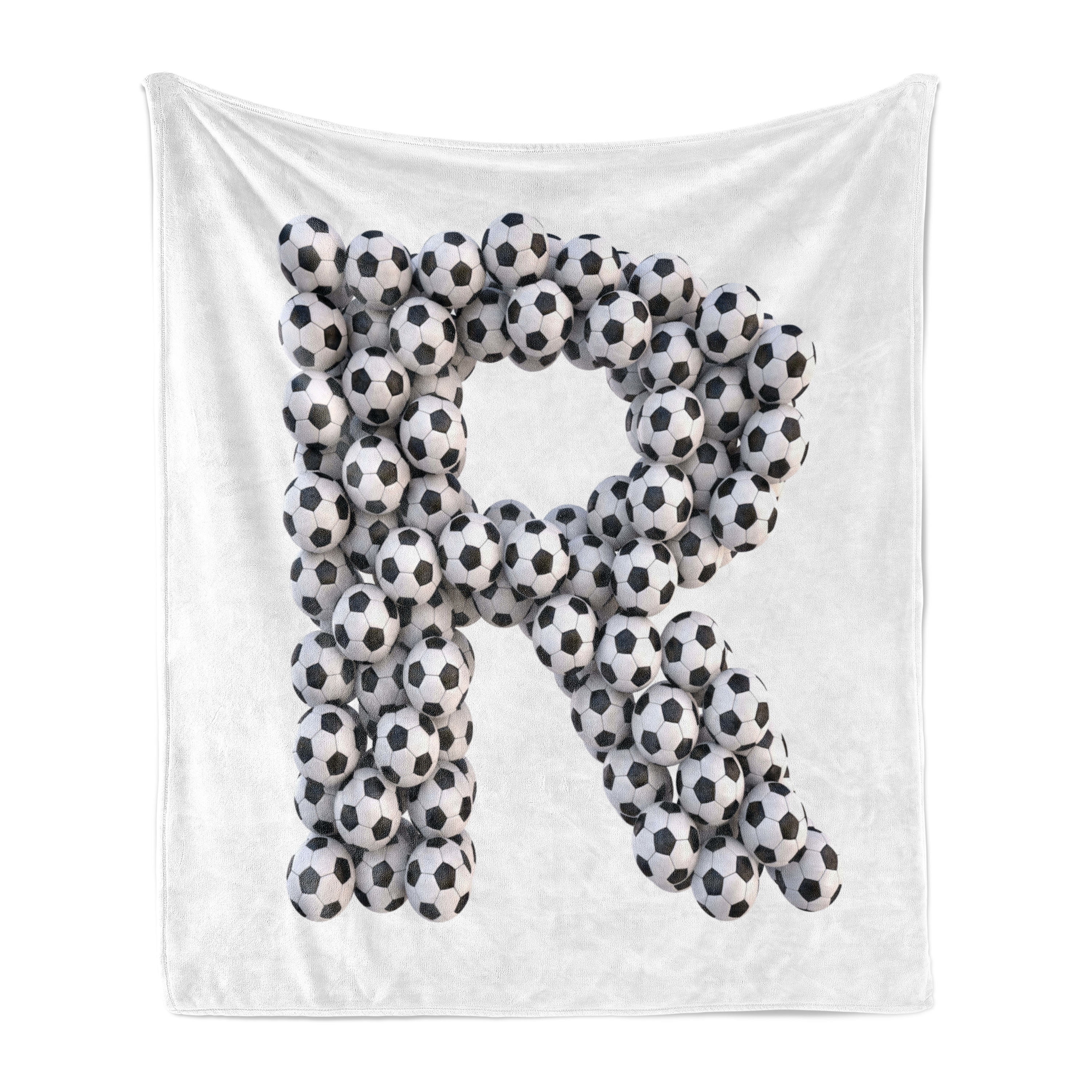 Letter R Soft Flannel Fleece Throw Blanket, Soccer Themed Pattern ...