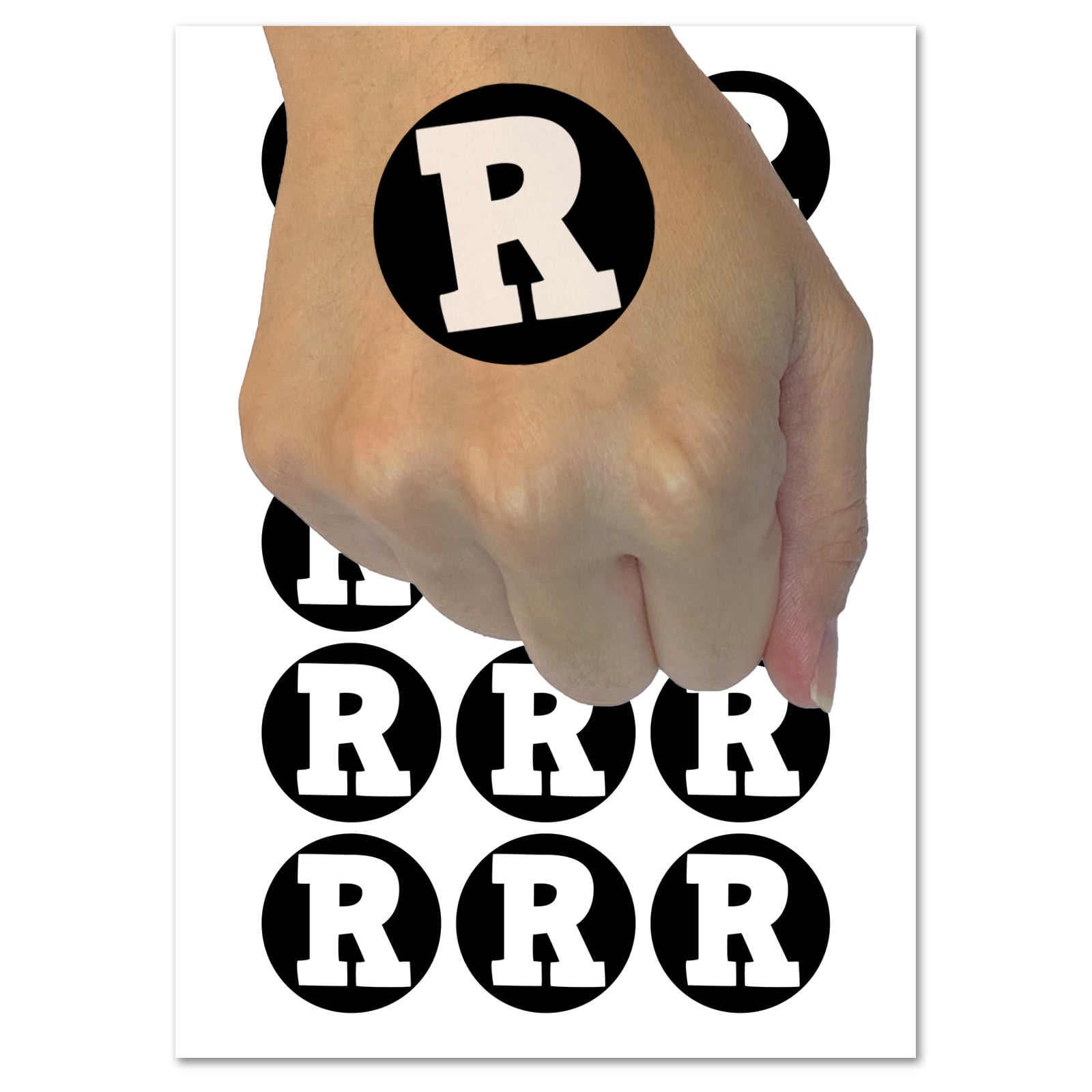 Letter R Uppercase Fun Bold Font Water Resistant Temporary Tattoo Set ...