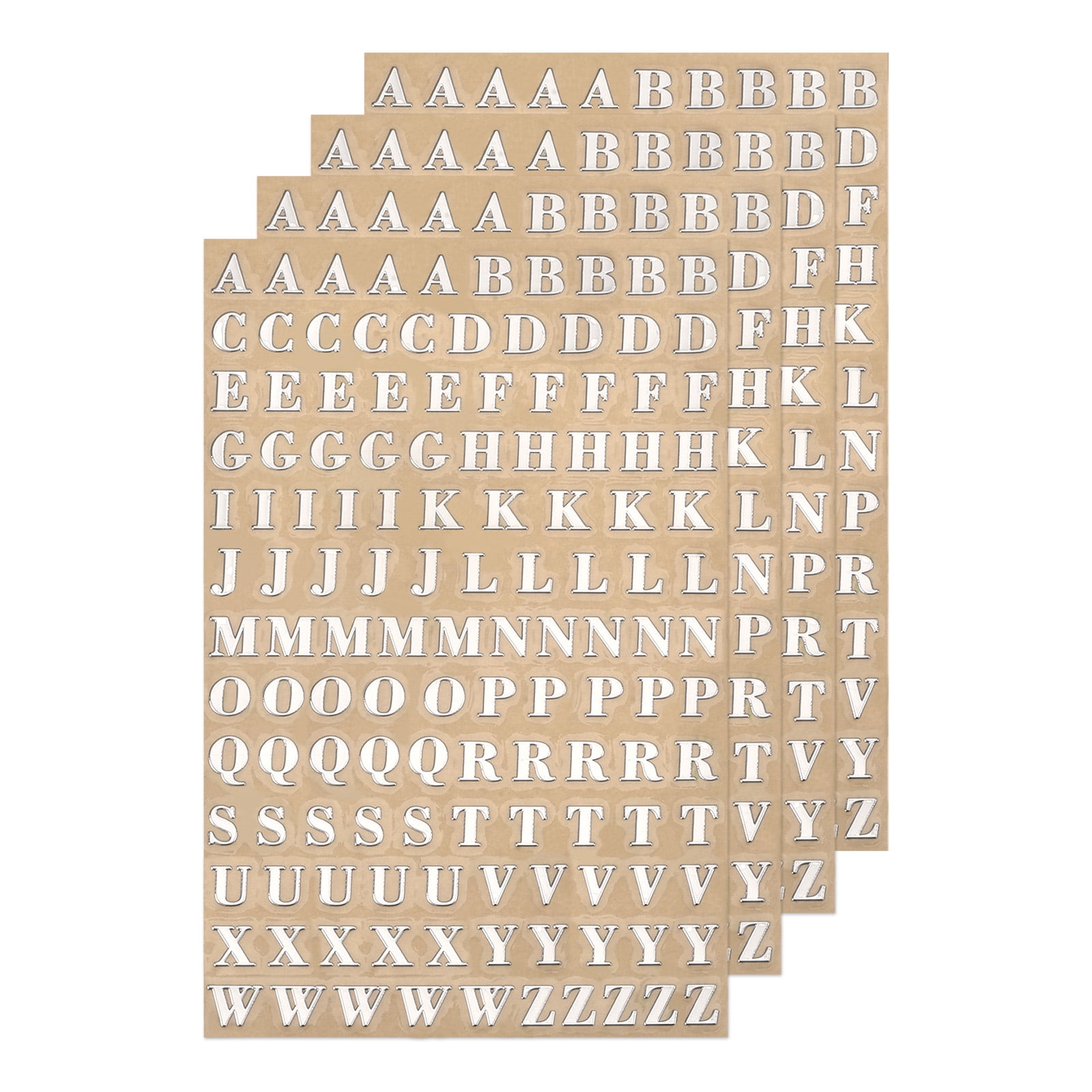 Letter Resin Stickers 4 Sheets Mini Alphabet Sticker Glitter Alloy ...