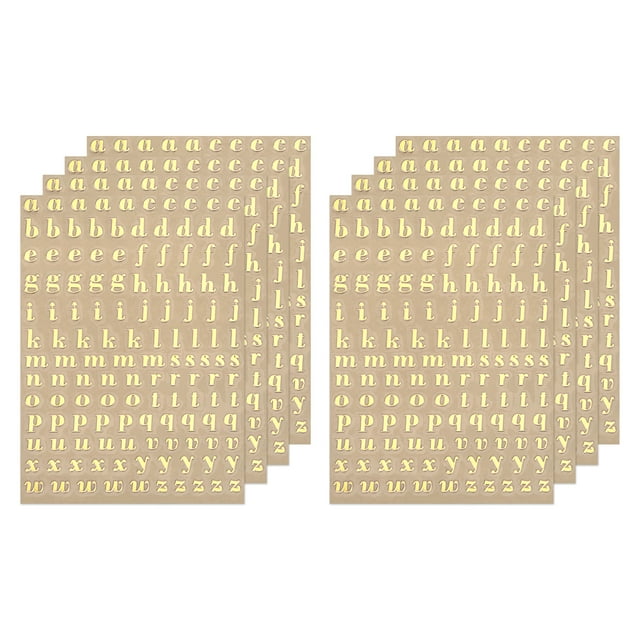 Letter Resin Stickers 8 Sheets Mini Alphabet Sticker Glitter Alloy ...