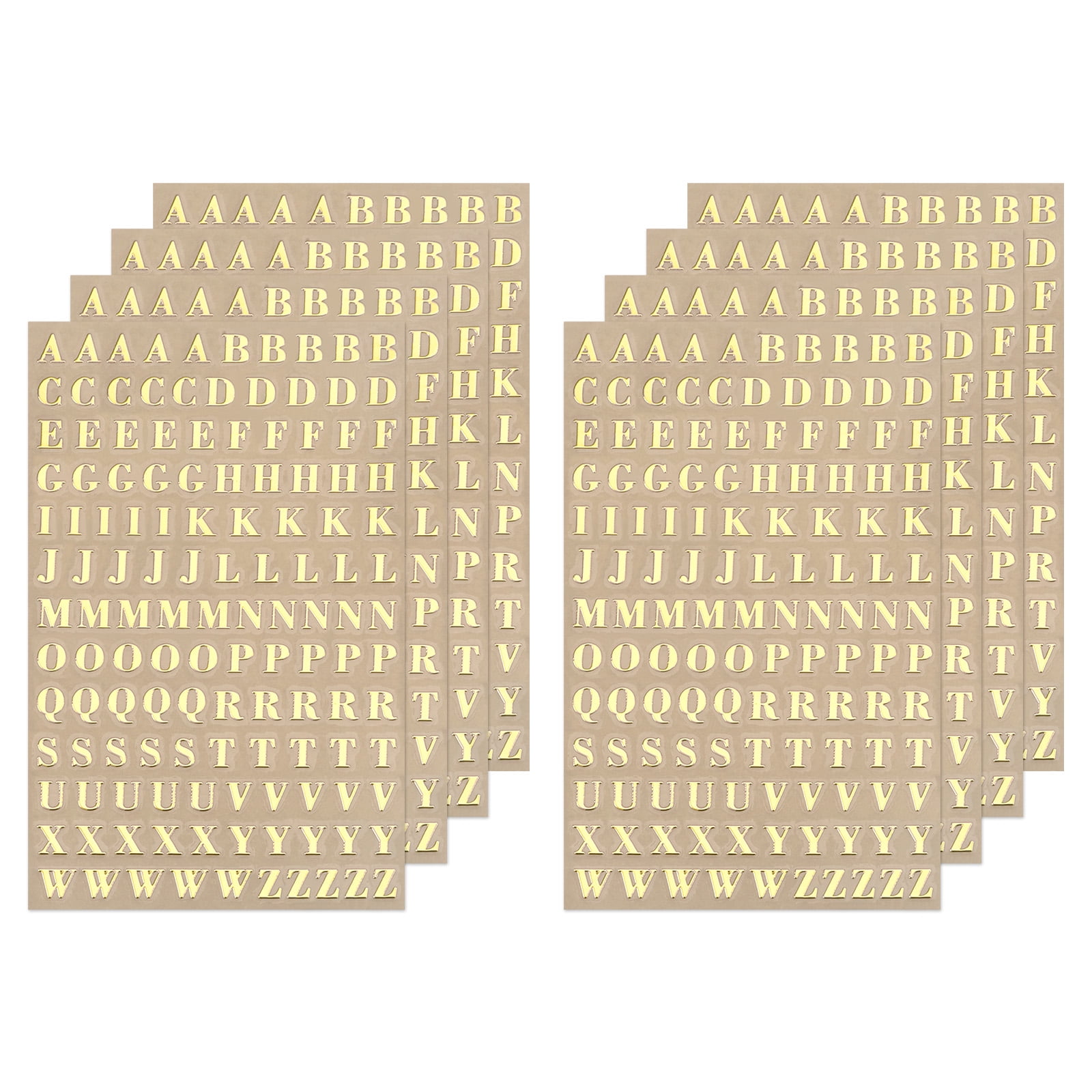 Letter Resin Stickers 8 Sheets Mini Alphabet Sticker Glitter Alloy ...