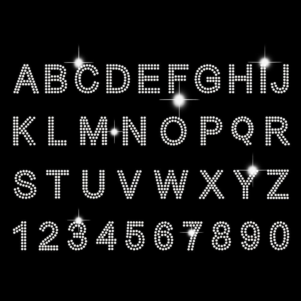 Letter Rhinestone Iron on Transfers Number Crystal Heat Transfers A4 ...