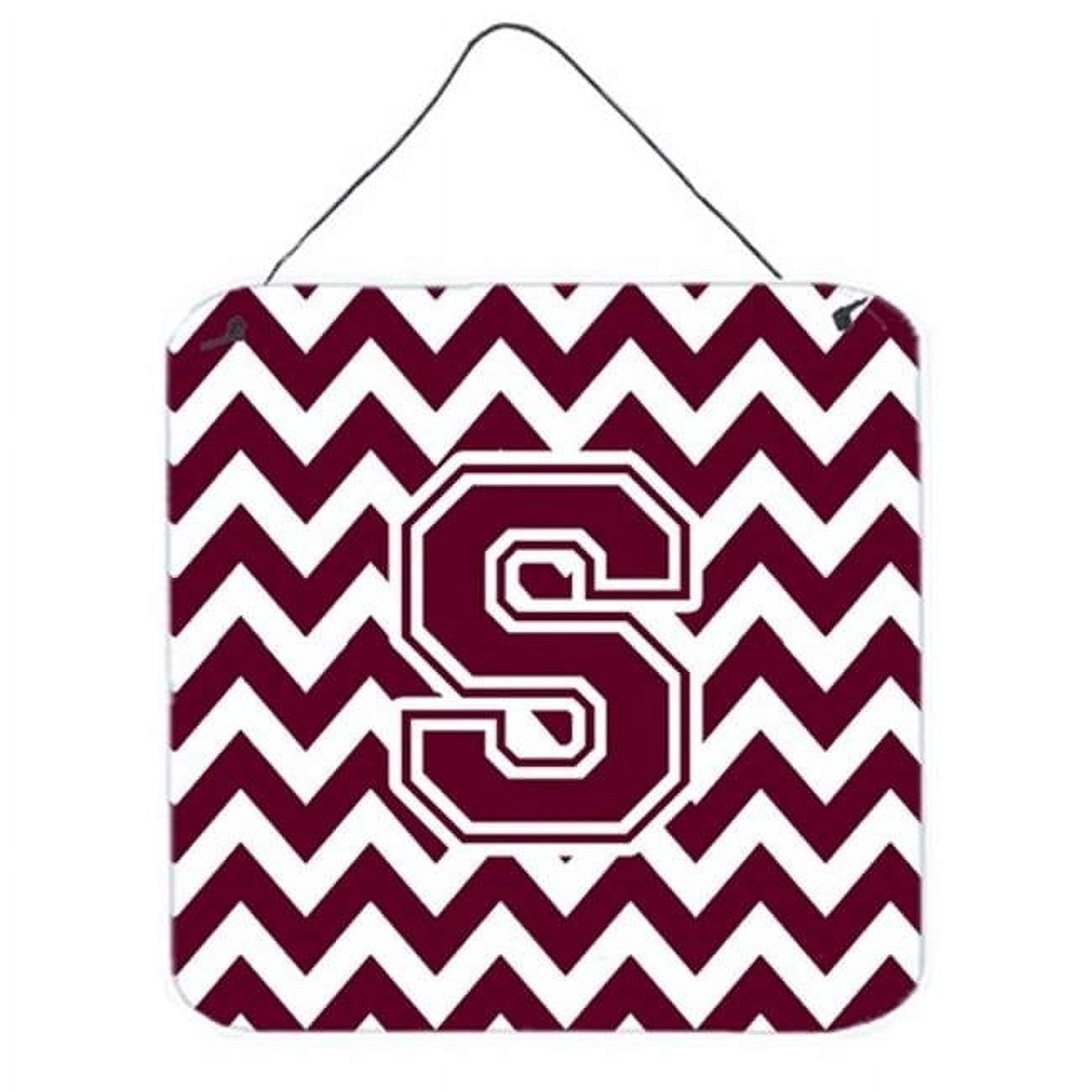 Letter S Chevron Maroon & White Wall or Door Hanging Prints, 6 x 0.02 x ...