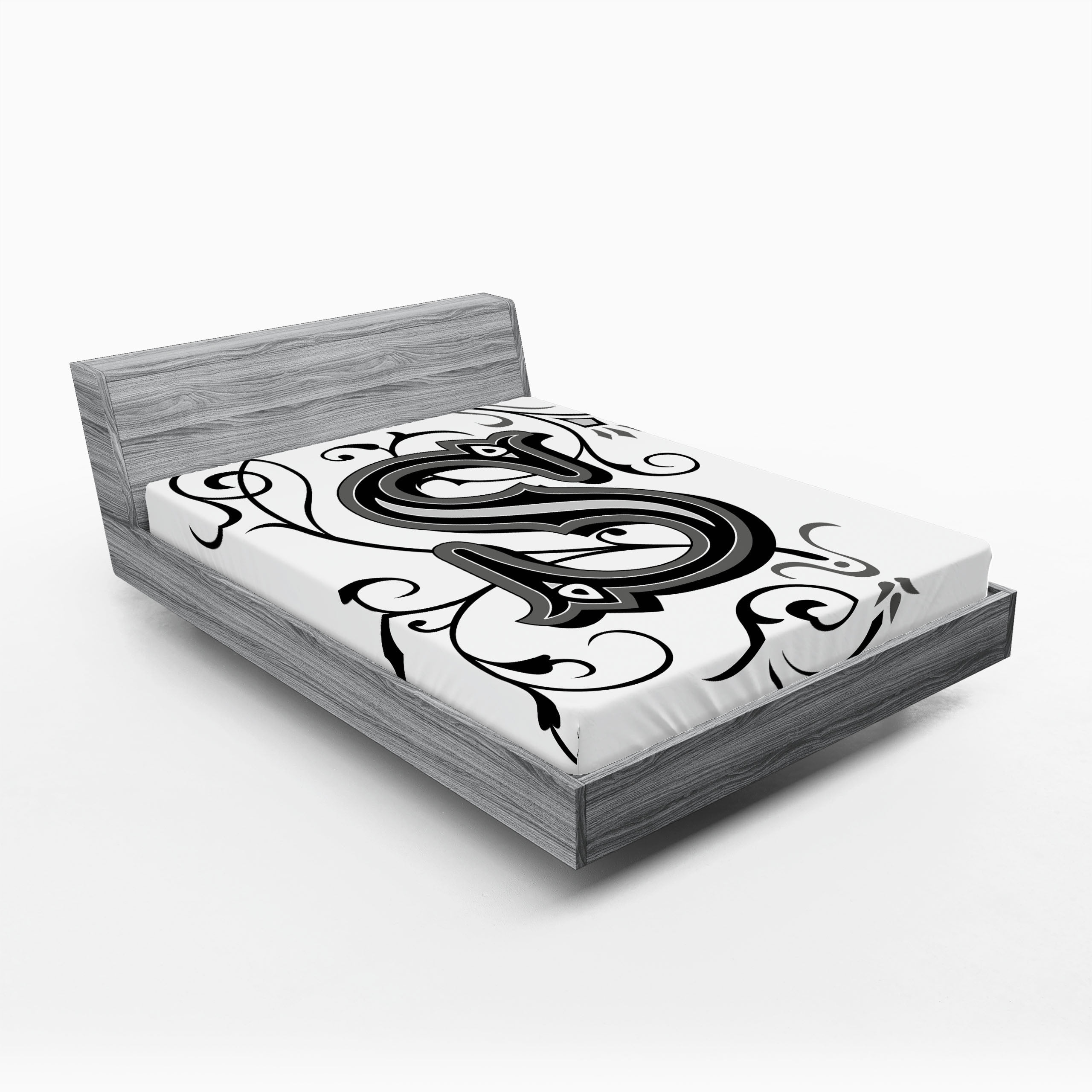 Letter S Fitted Sheet, Monochrome Letter from Alphabet S Abstract ...