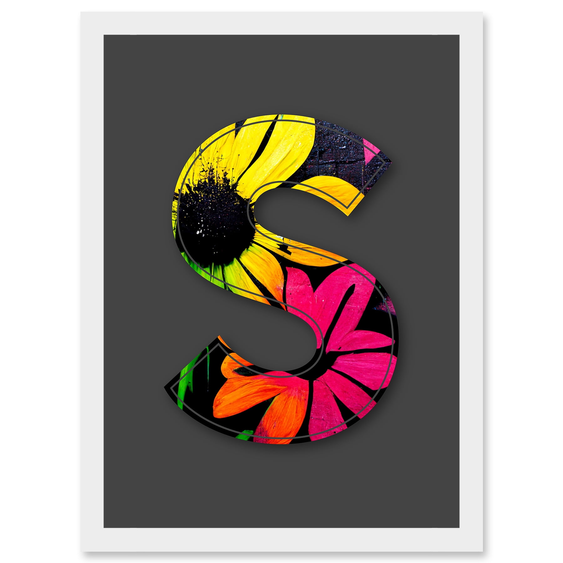Letter S Floral Wall Decorative Graffiti Mural Alphabet Initial Stencil ...