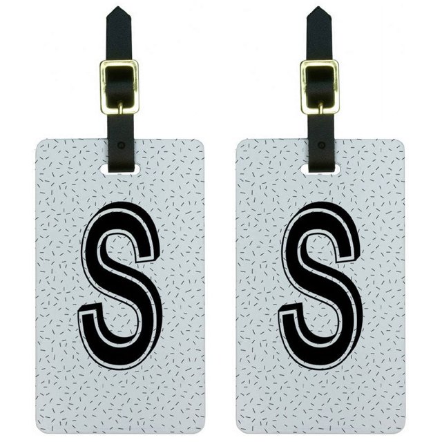 Letter S Initial Sprinkles Black White Luggage Tags Suitcase ID, Set of ...