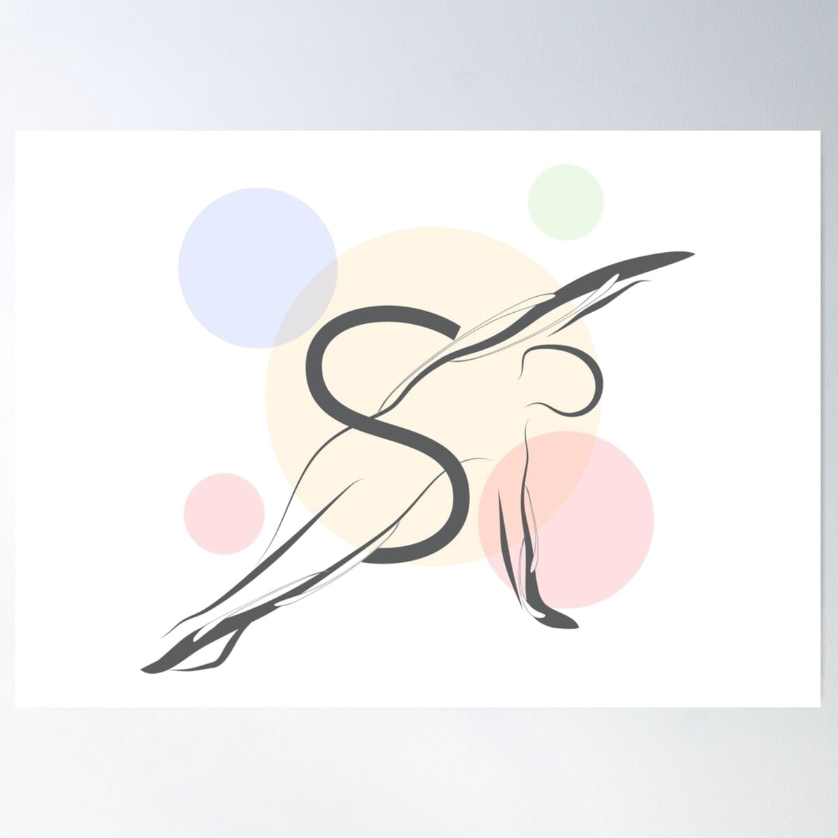 Letter S Pilates Pose Poster Wall Art, Modern Wall Decor For Living ...