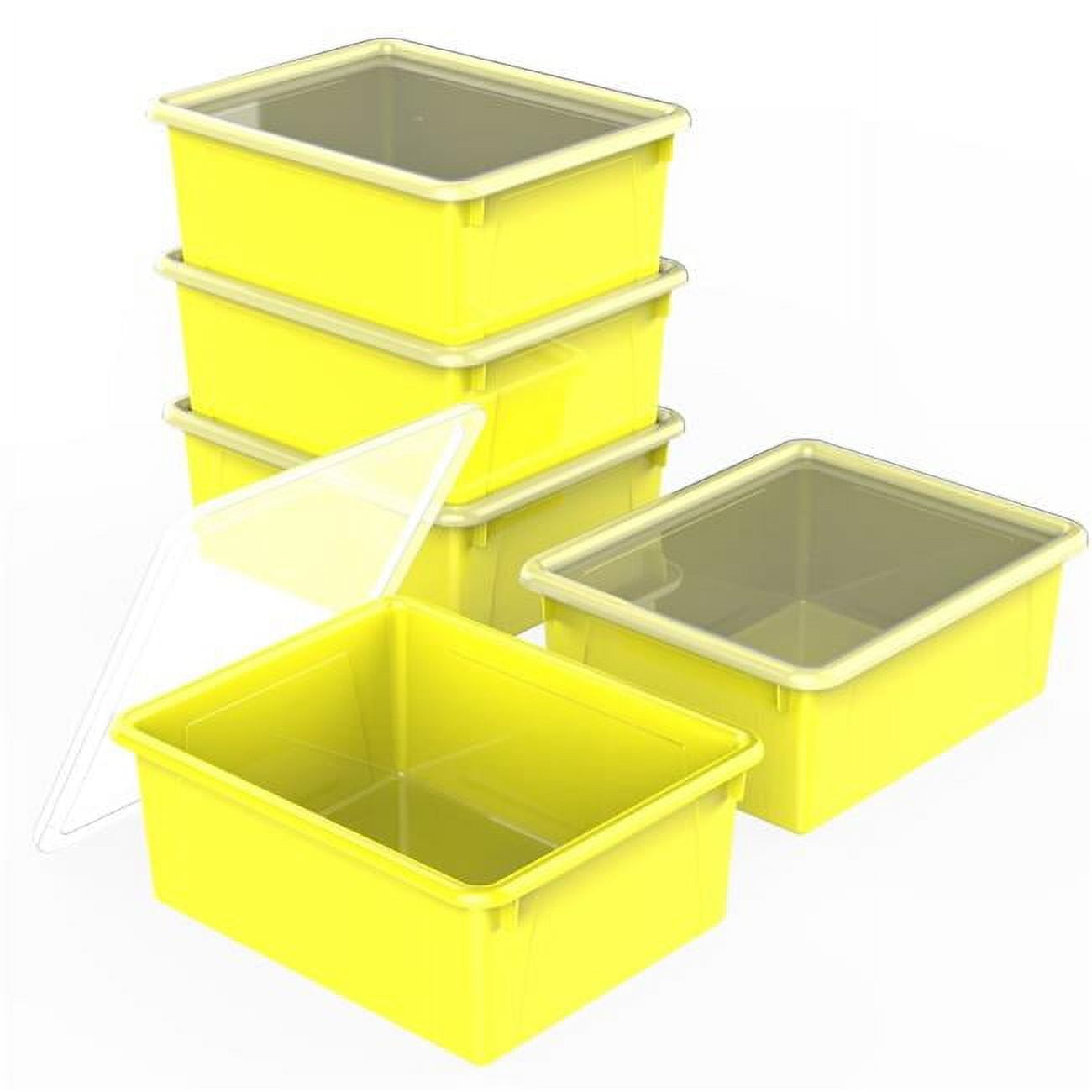 Letter Size 10 x 13 x 5 in. Deep Storage Tray with Lid, Yellow - Pack ...