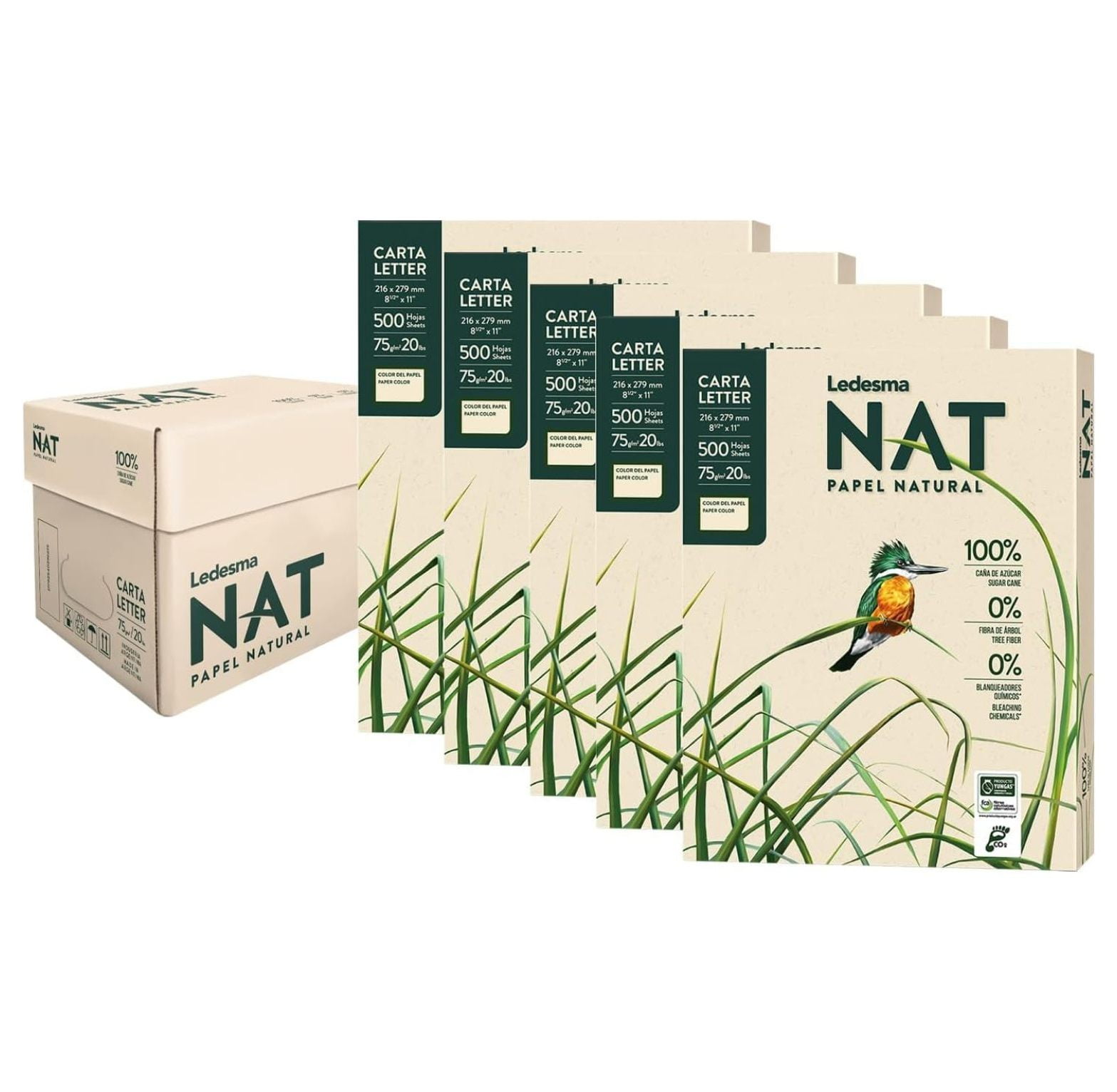 Letter Size 8.5"x11" Sugarcane Pulp Printer Paper - 75 GSM, Unbleached ...