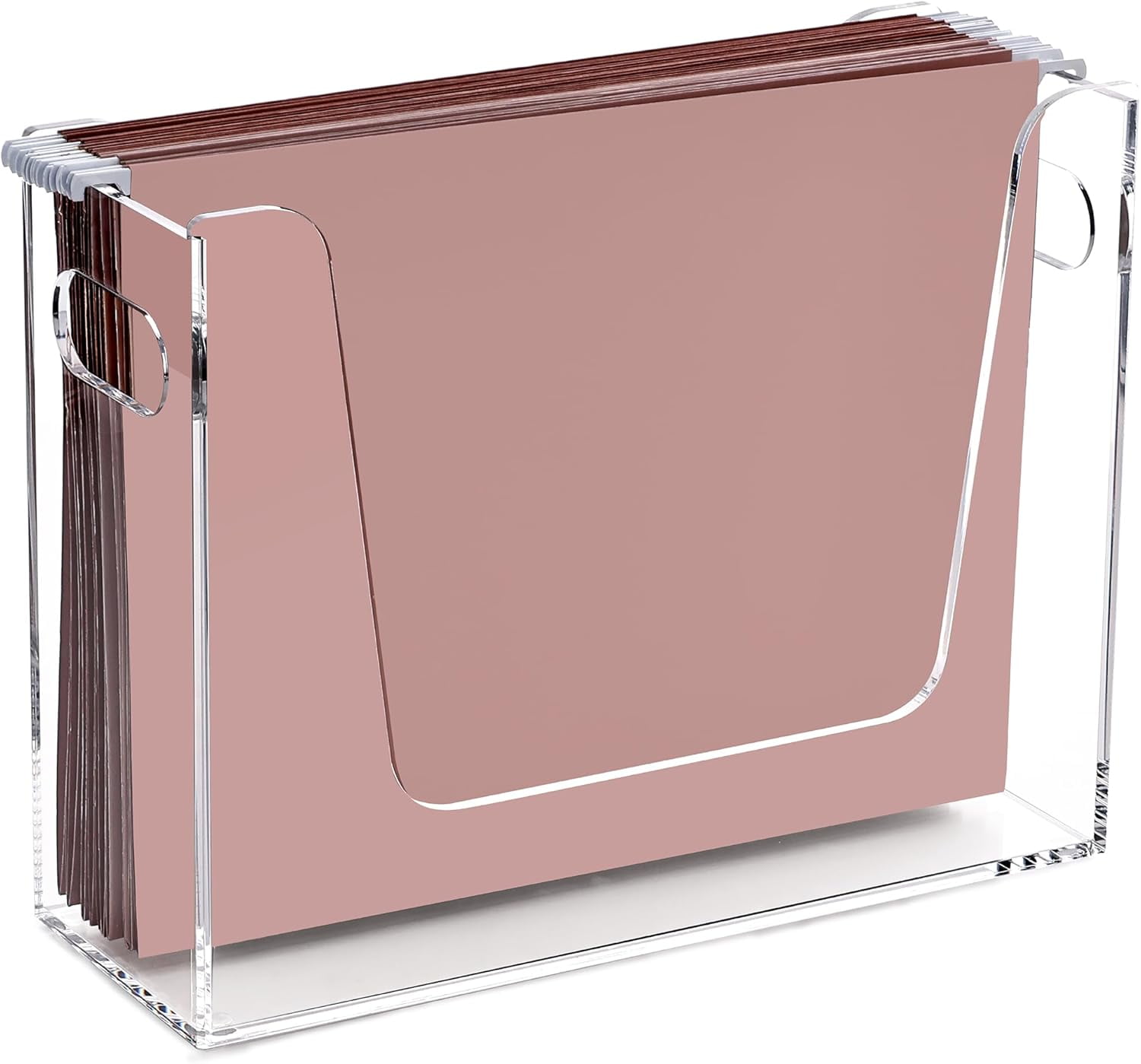 Letter Size Acrylic Hanging File Holder with Handles, Clear Portable ...