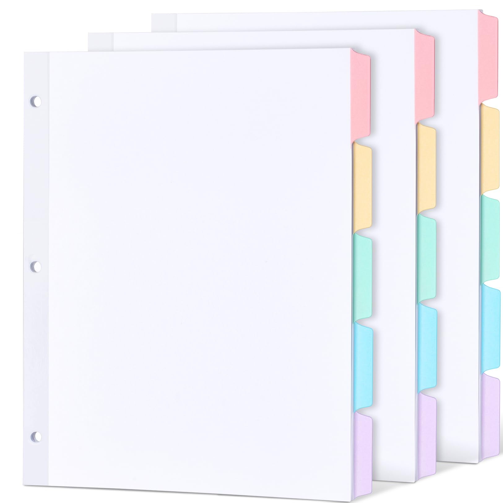 Letter Size Binder Dividers Blank Writable, 1/5 Cut Tabs 3 Hole Punch ...