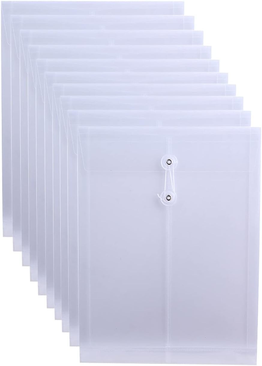 Letter Size Clear Poly Envelopes with String Closure 10 Pack, Plastic ...