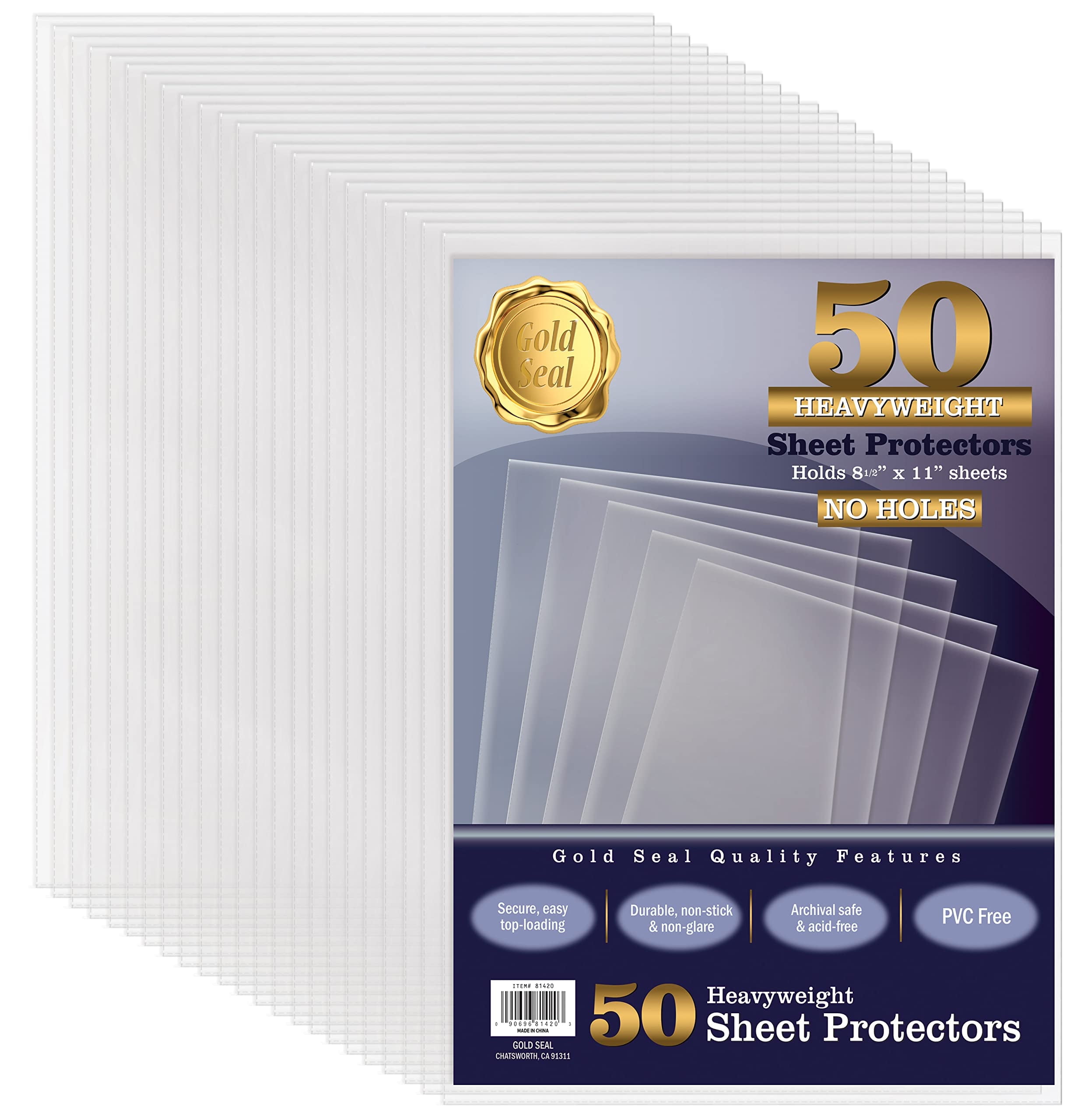 Letter Size Sheet Protectors No Holes, Heavyweight Clear Plastic ...