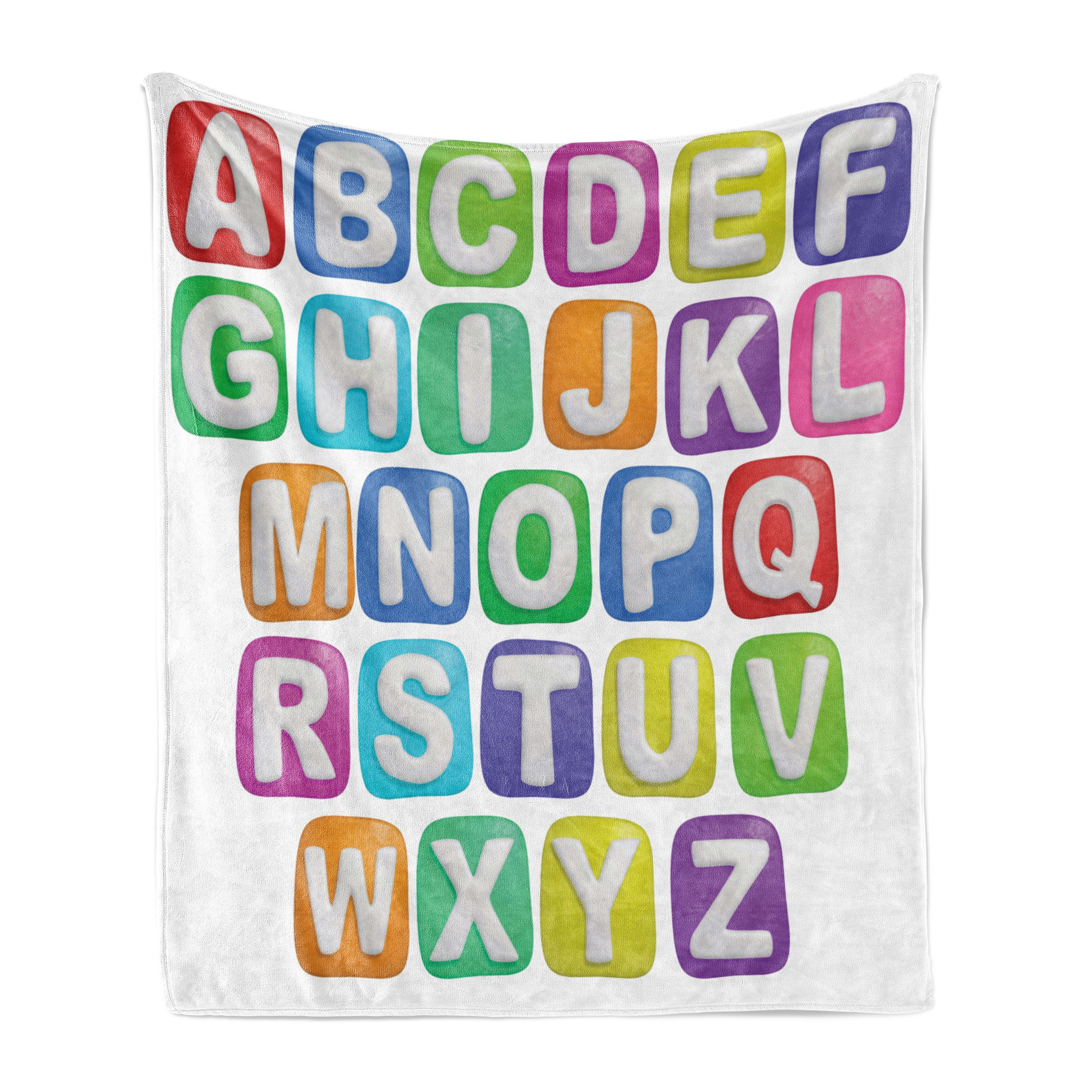 Letter Soft Flannel Fleece Throw Blanket, Cartoon Style Colorful ...