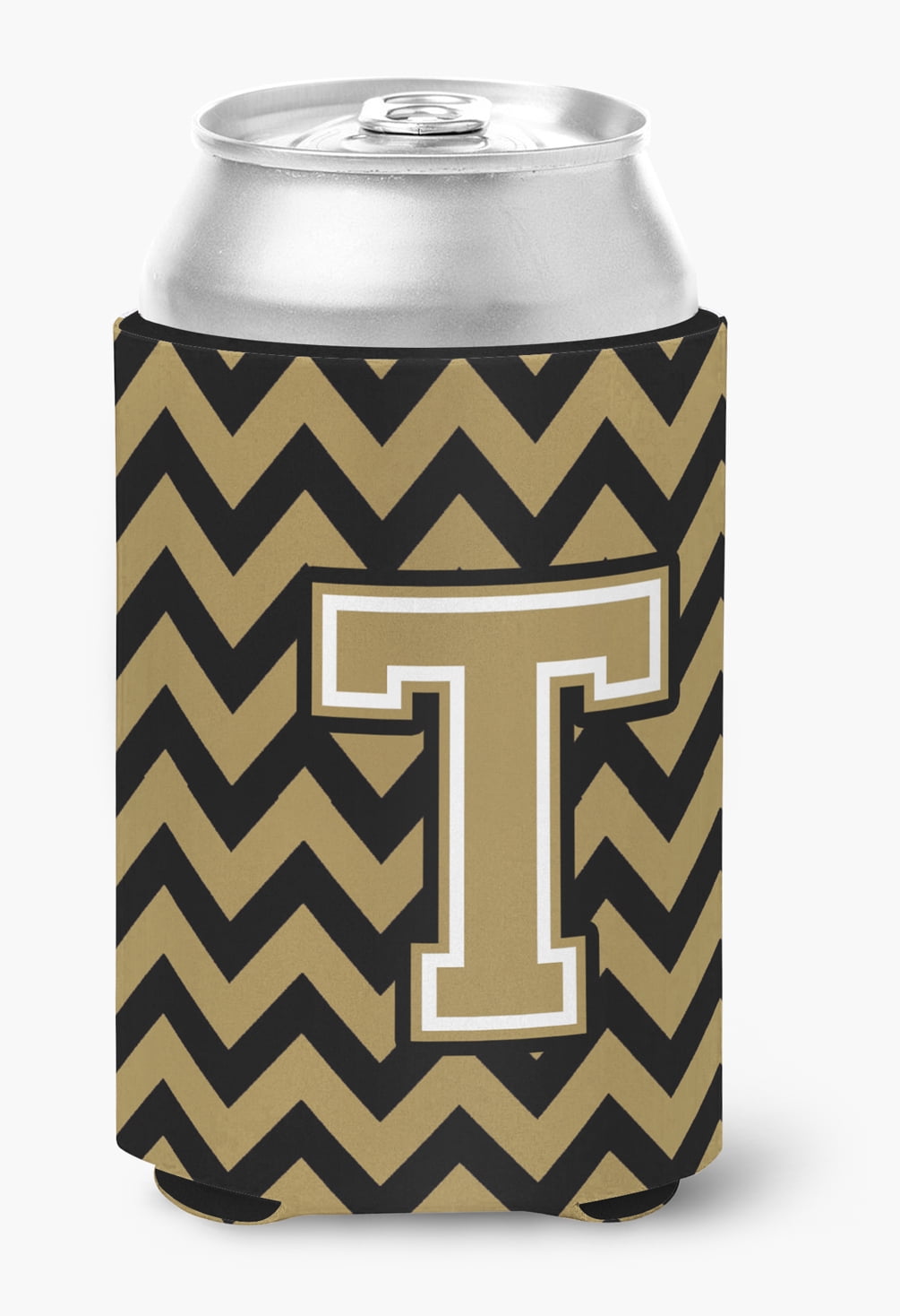 Letter T Chevron Black and Gold Can or Bottle Hugger - Walmart.com