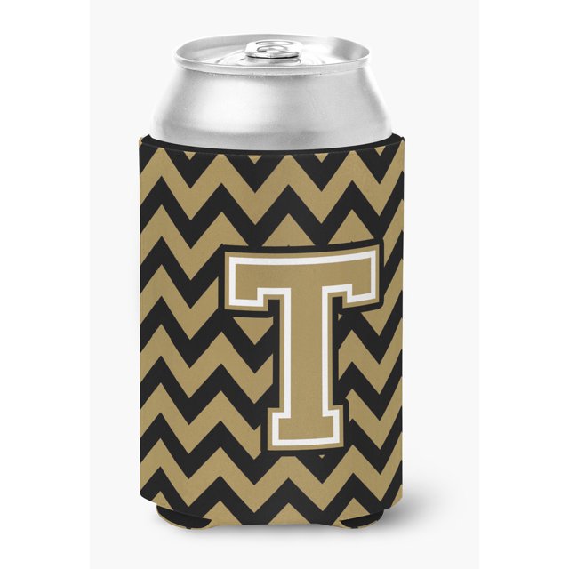 Letter T Chevron Black and Gold Can or Bottle Hugger - Walmart.com