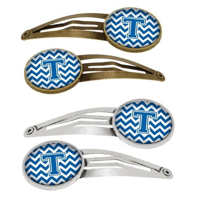 Letter T Chevron Blue & White Barrettes Hair Clips, Set of 4 - Walmart.com