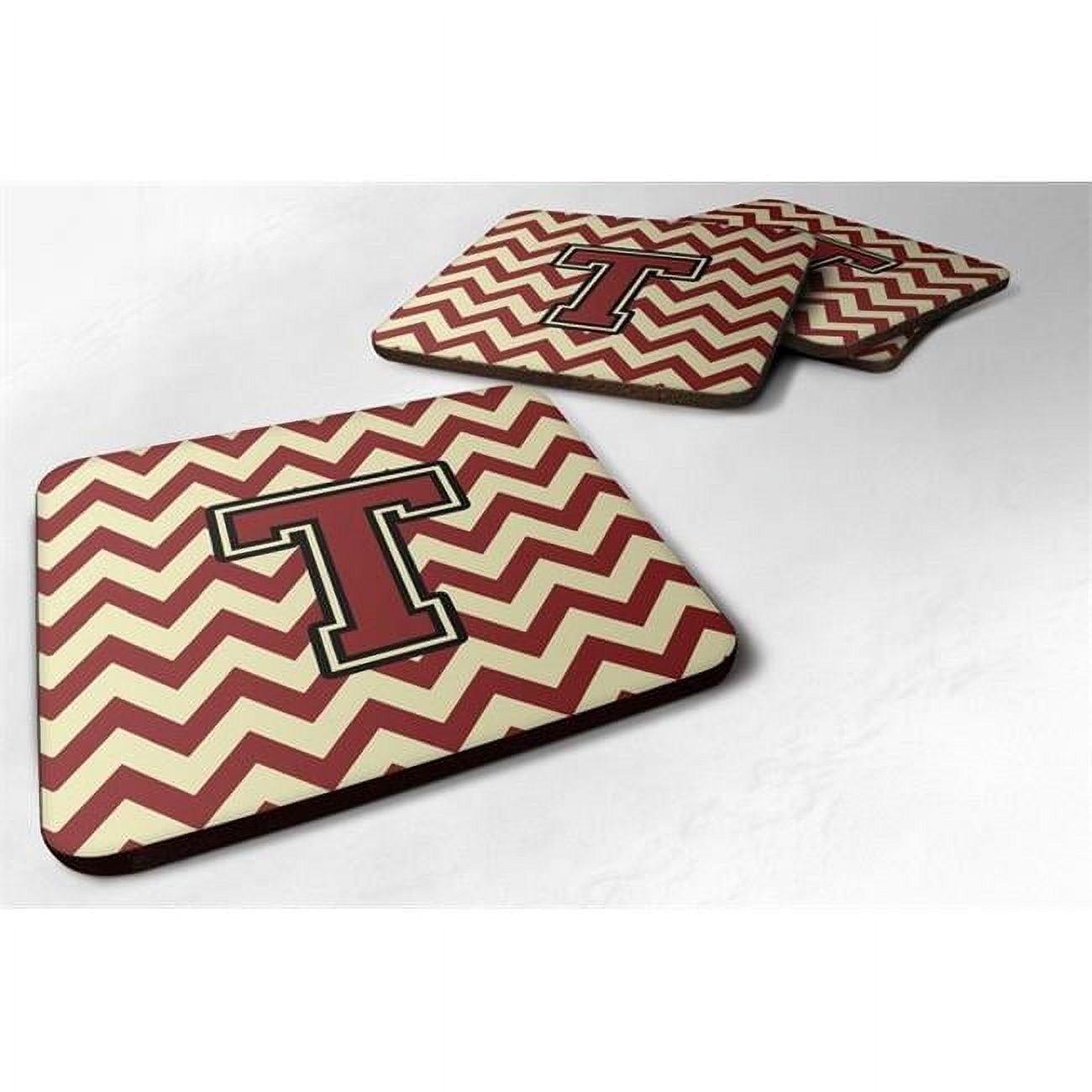 Letter T Chevron Maroon & Gold Foam Coaster - Walmart.com